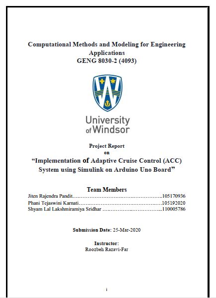 Computational Methods and Modeling for Engineering Applications GENG 8030-2 (4093) Project ...