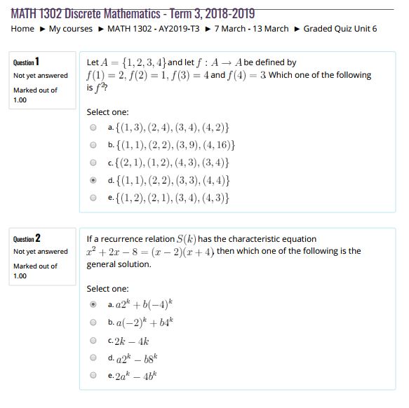 University of the People MATH 1302 Graded Quiz Unit 6 - Discrete Math