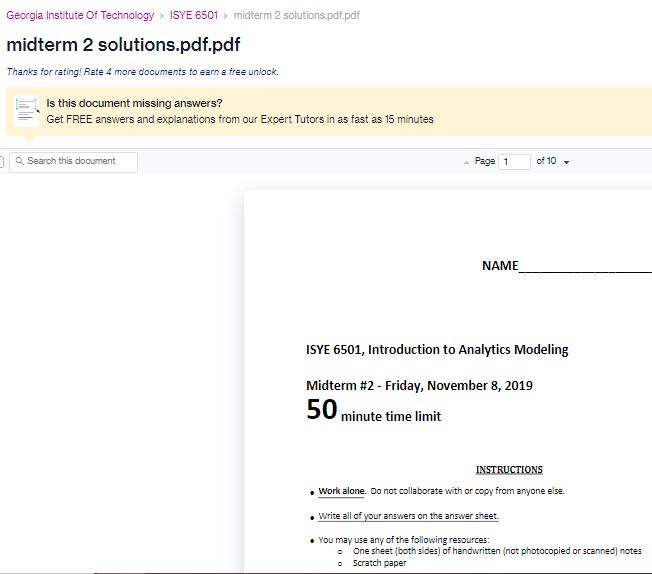 ISYE 6501, Introduction to Analytics Modeling Midterm #2