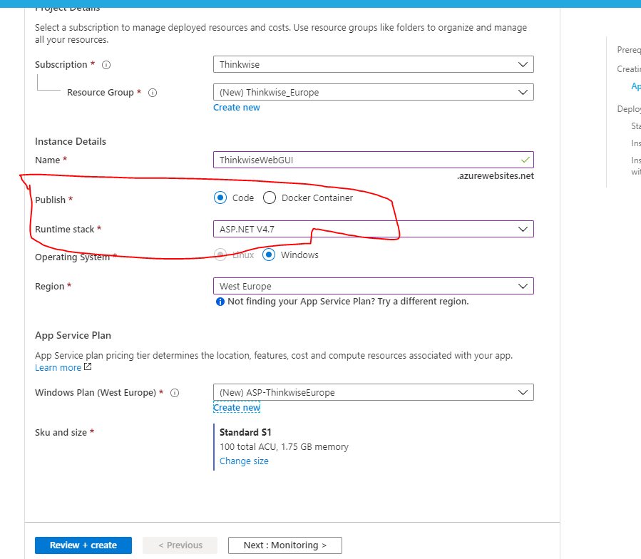 You plan to deploy an Azure web app that will have the following settings: Name: WebApp1 Publish ...