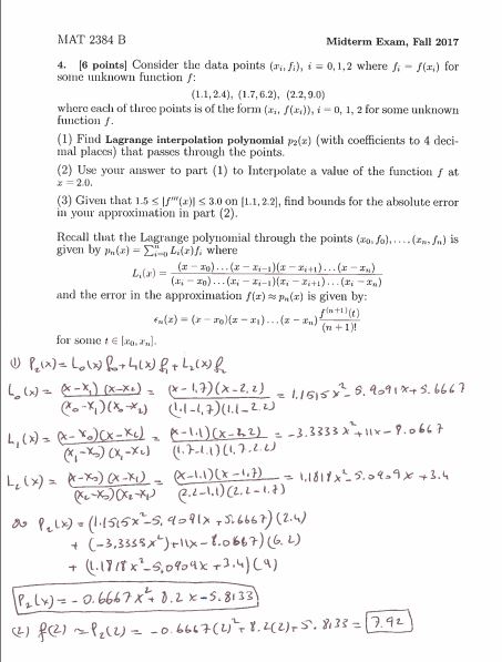 MAT 2384 B-Ordinary Differential Equations and Numerical Methods Midterm Exam. Worked Solutions