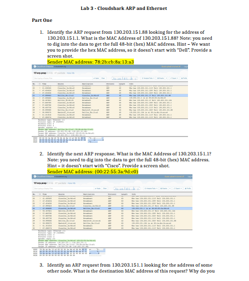 Lab 3 - Cloudshark ARP and Ethernet