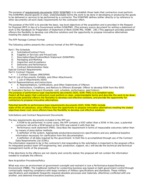 Defense Acquisition University. CLM 031 Improved Statement of Work: The ...