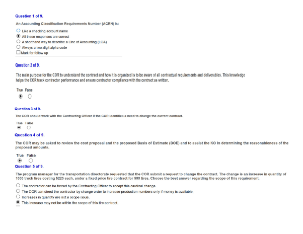 Defense Acquisition University CLC 222 (COR) Training MODULE 3. Exam. 100%