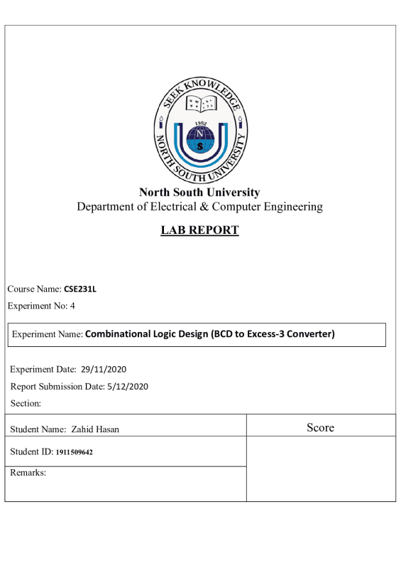 CSE231L Lab 4 Report.pdf North South University CSE 231