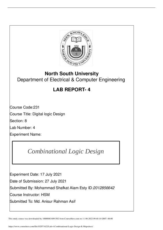Lab-4-Combinational-Logic-Design-K-Maps.docx North South University CSE 231
