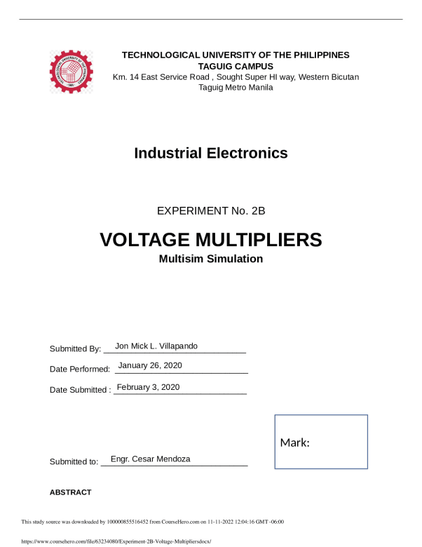 Technological University of the Philippines Taguig ECE 15-0710 ...