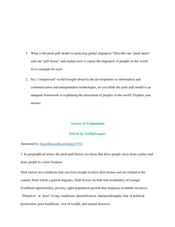 English What is the push-pull model in analyzing global migration ...
