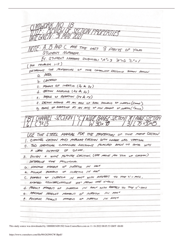 CW1B. Mapúa Institute of Technology CE 134P