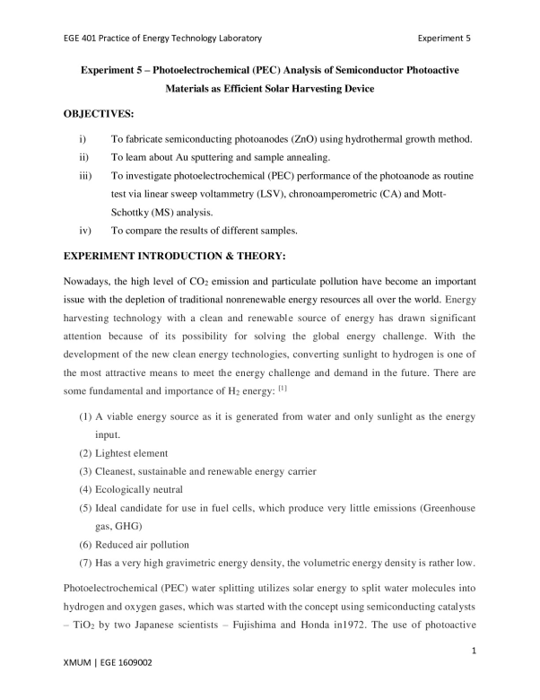 Photoelectrochemical Pec Analysis Of Semiconductor Photoactive Materials As Efficient Solar