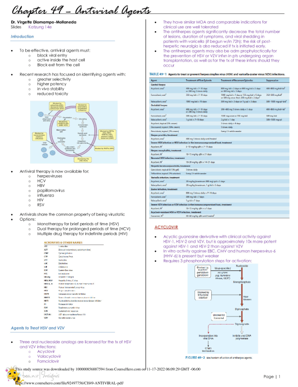 CH49 ANTIVIRAL . Southwestern University, Cebu City MEDICINE 12345