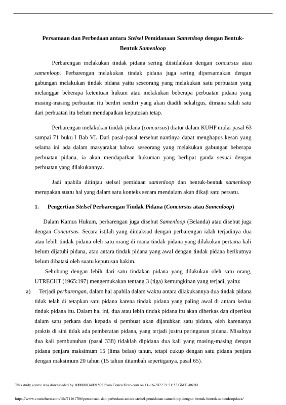 persamaan dan perbedaan antara stelsel pemidanan samenloop dengan ...