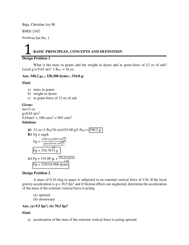 ProblemSetNo.1-Thermodynamics. Batangas State University - Alangilan CEAFA MECH 303