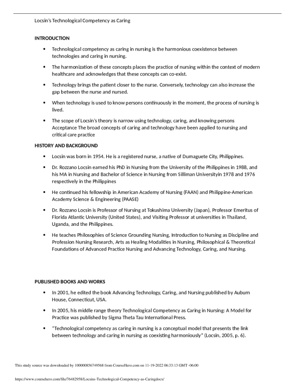 Locsin's Technological Competency as Caring Emilio Aguinaldo College ...