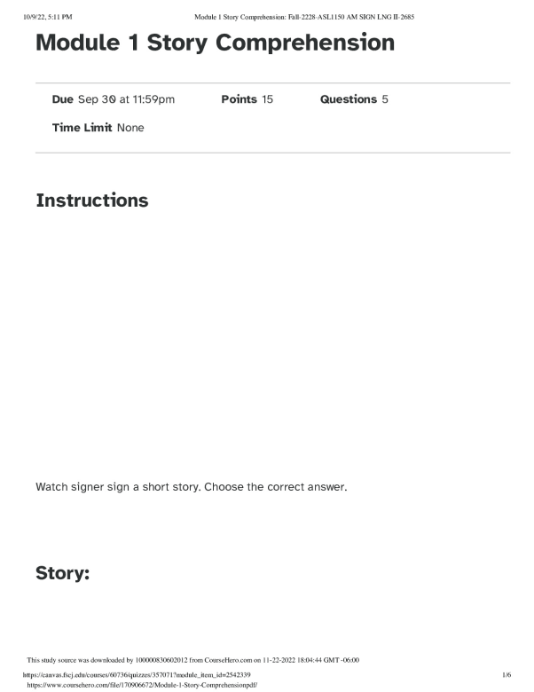 Florida State College at Jacksonville ASL 1150 American Sign Language 2 ...