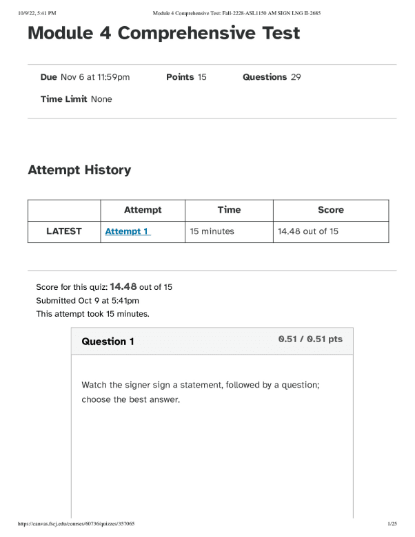 Florida State College at Jacksonville ASL 1150 American Sign Language 2 ...