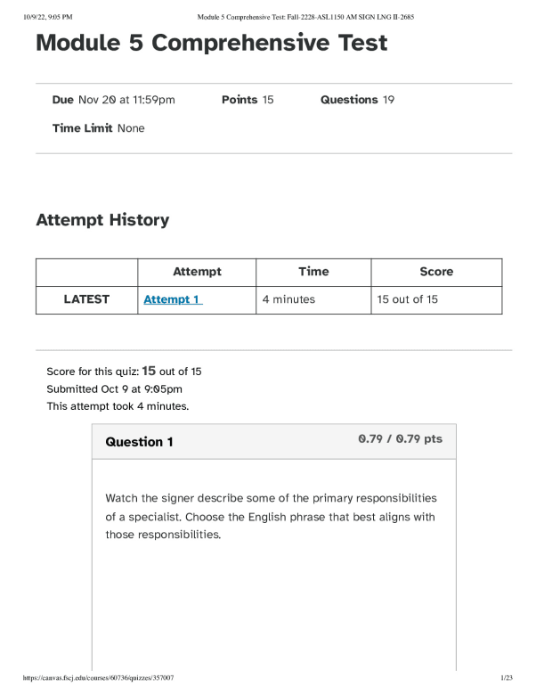 Florida State College at Jacksonville ASL 1150 American Sign Language 2 ...