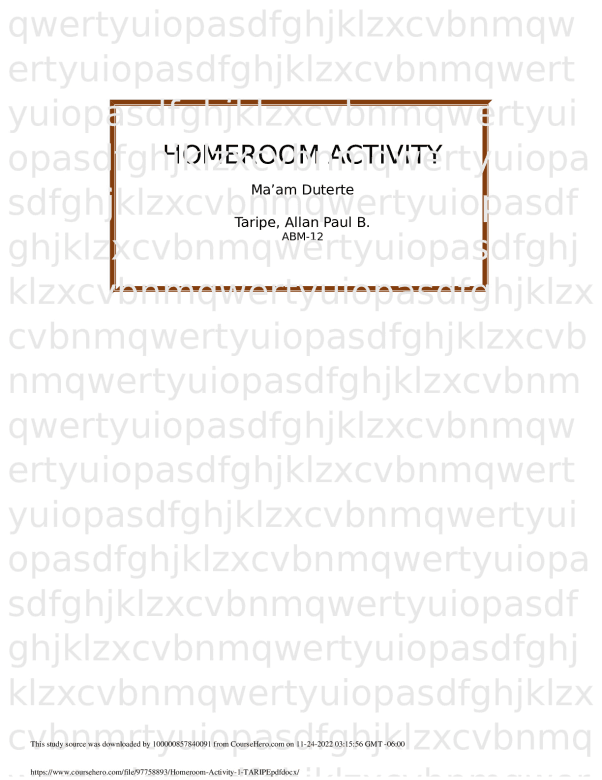 Homeroom Activity 1- TARIPE Polytechnic University of the Philippines ...