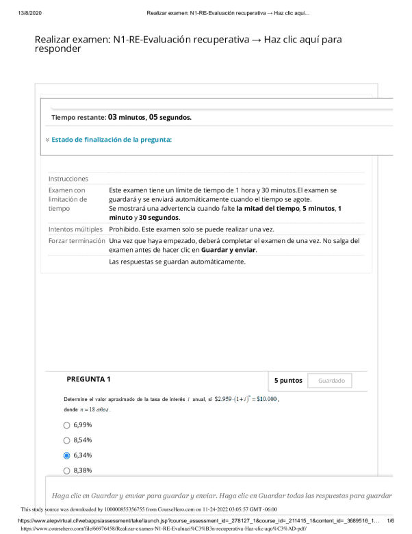 Realizar examen_ N1-RE-Evaluación recuperativa → Haz clic aquí.._ Santo Tomás University ...