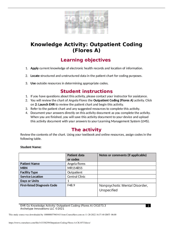 Outpatient Coding (Flores A)_CK1073.3. Montgomery College HINM 270