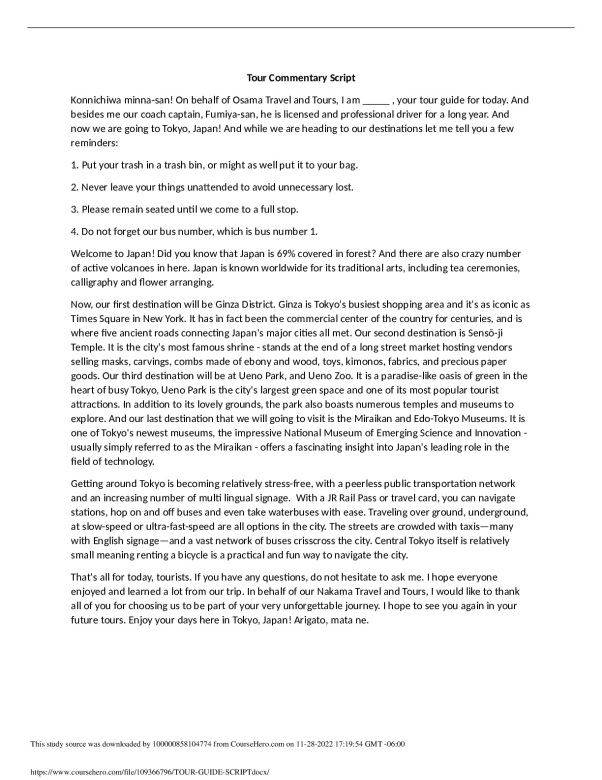 BSTM 101 TOUR GUIDE SCRIPT BSTM 101 TOUR GUIDE SCRIPT