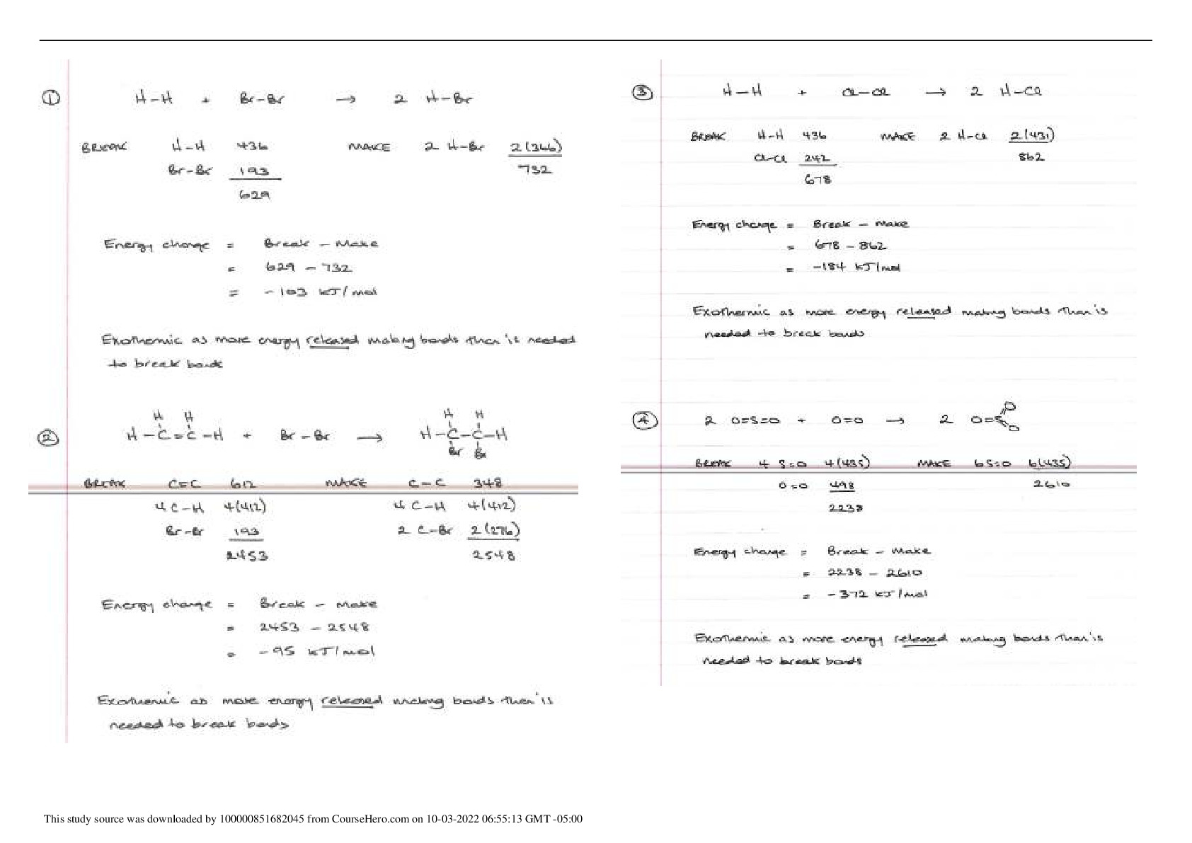 Chemsheets GCSE 045 (Bond energy calculations 1) ANS. St. Ambrose ...