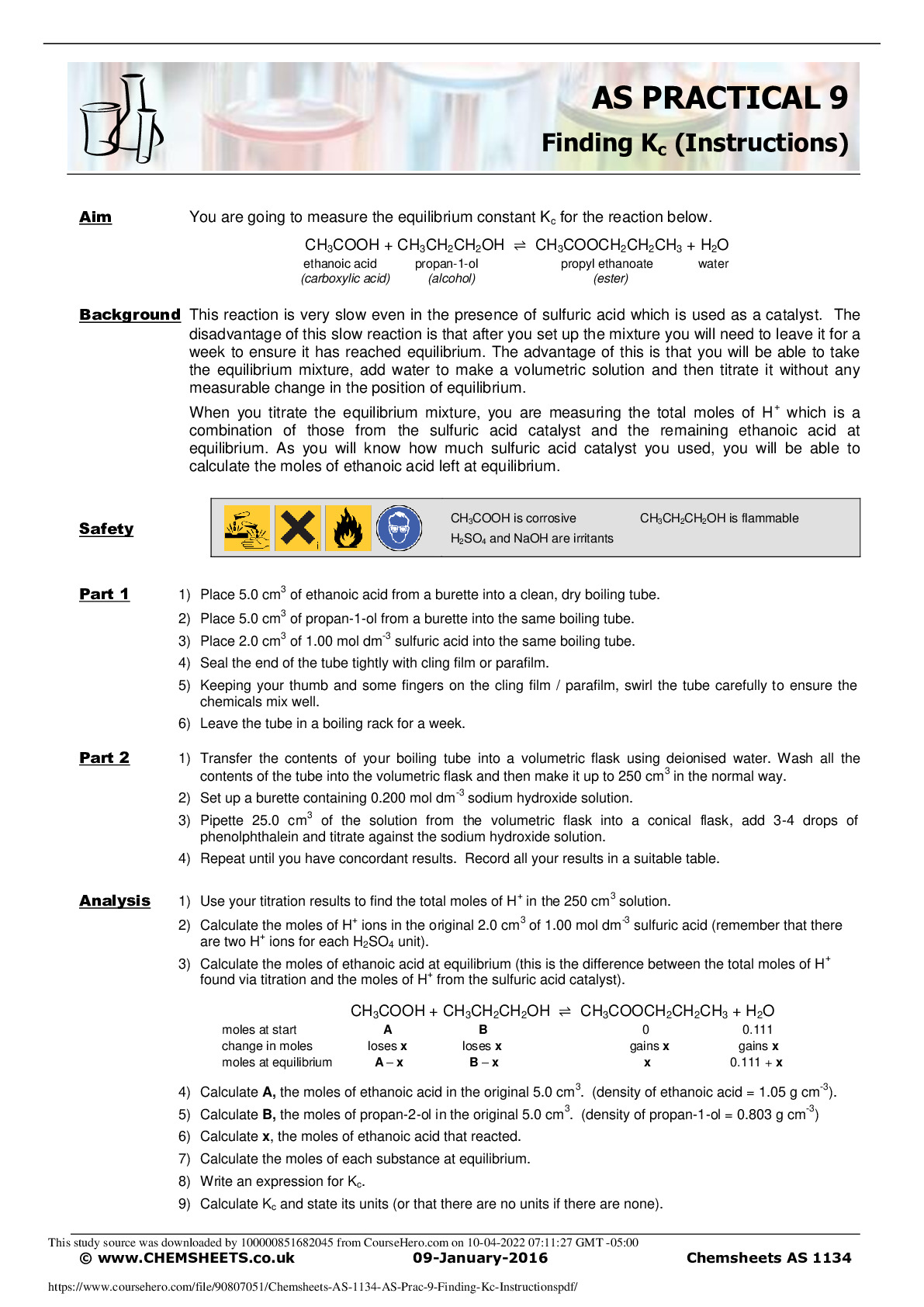 AS-Practical 9-Finding Kc(Instructions.) lab experiment