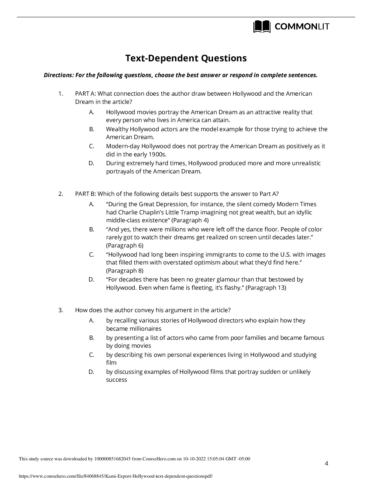 Kami Export - Hollywood text dependent questions.l Grandview High ...