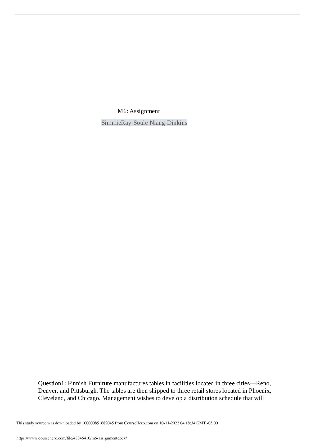 m6 assignment. Punjab University IE MISC