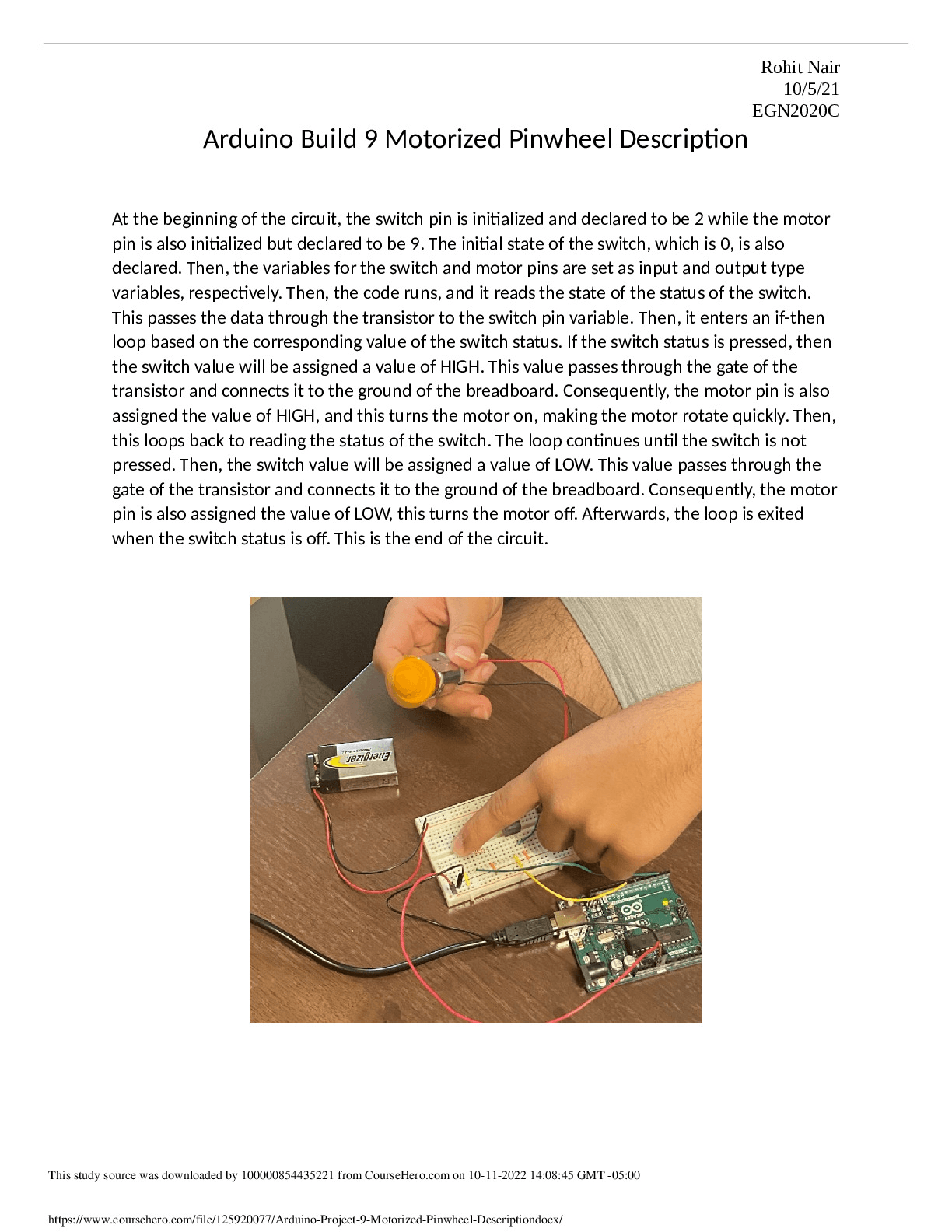 Arduino Project 9 Motorized Pinwheel Description. University of Florida ...