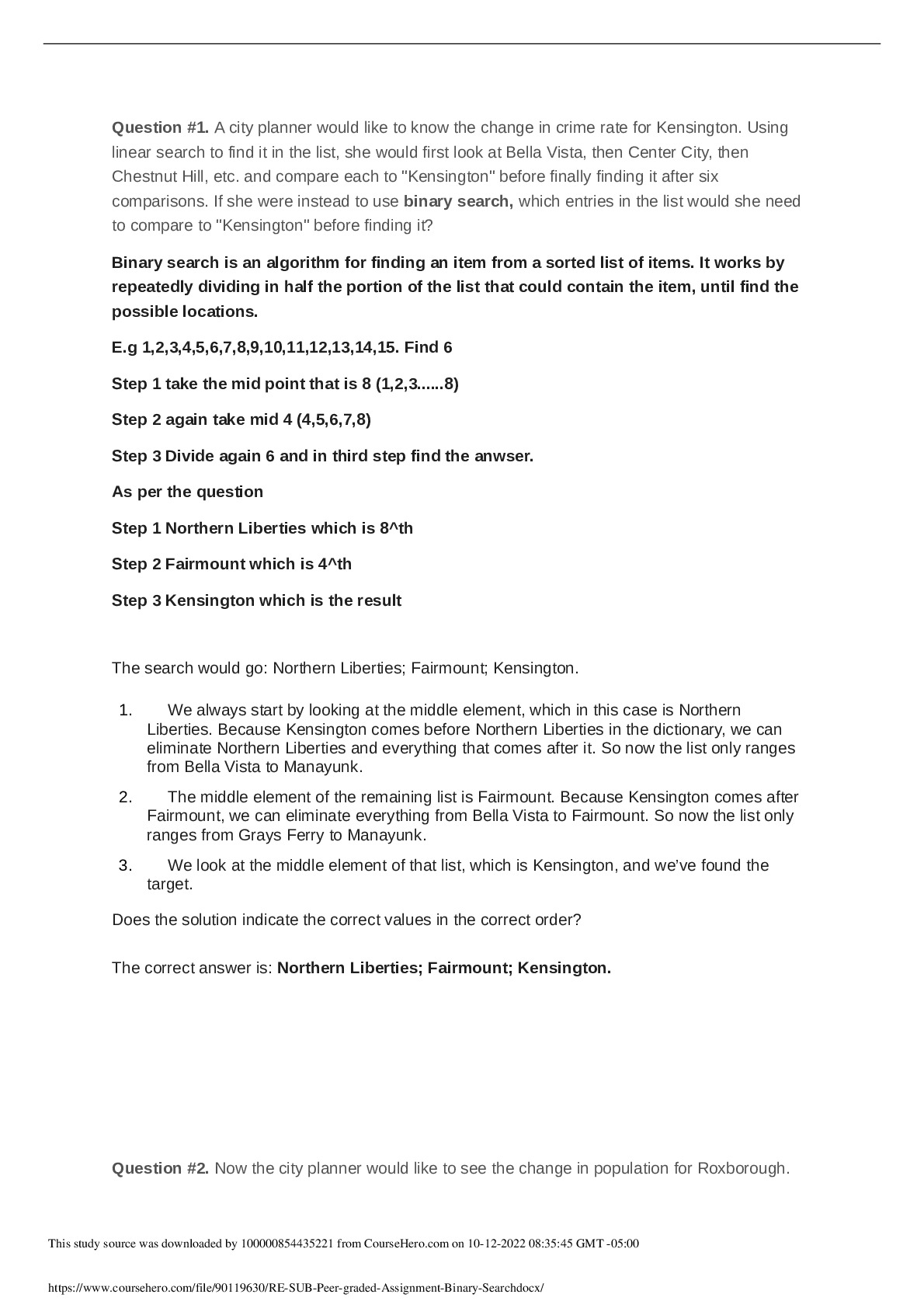 RE SUB Peer-graded Assignment Binary Search. University of Pennsylvania ...