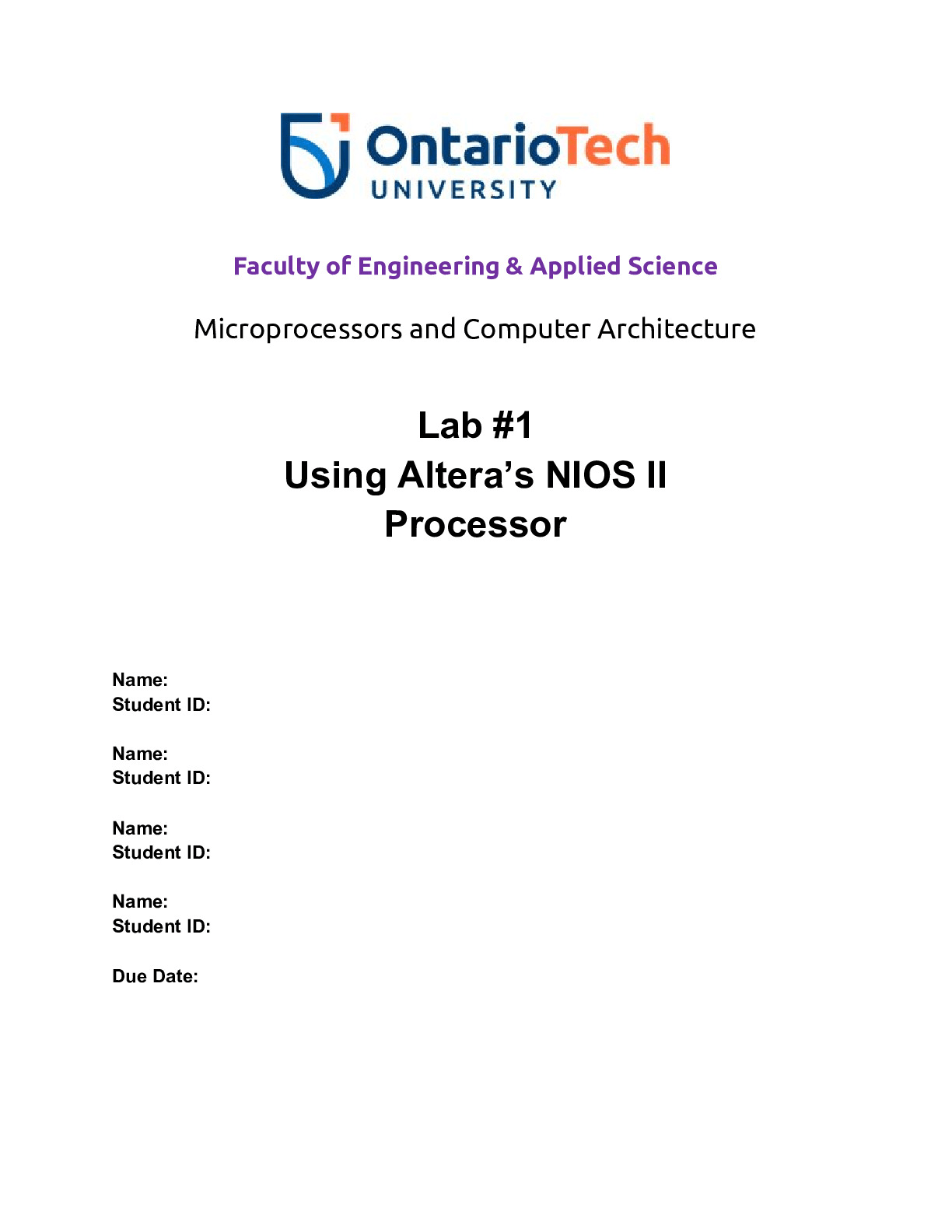 Faculty of Engineering & Applied Science Microprocessors and Computer Architecture Lab #1Using ...