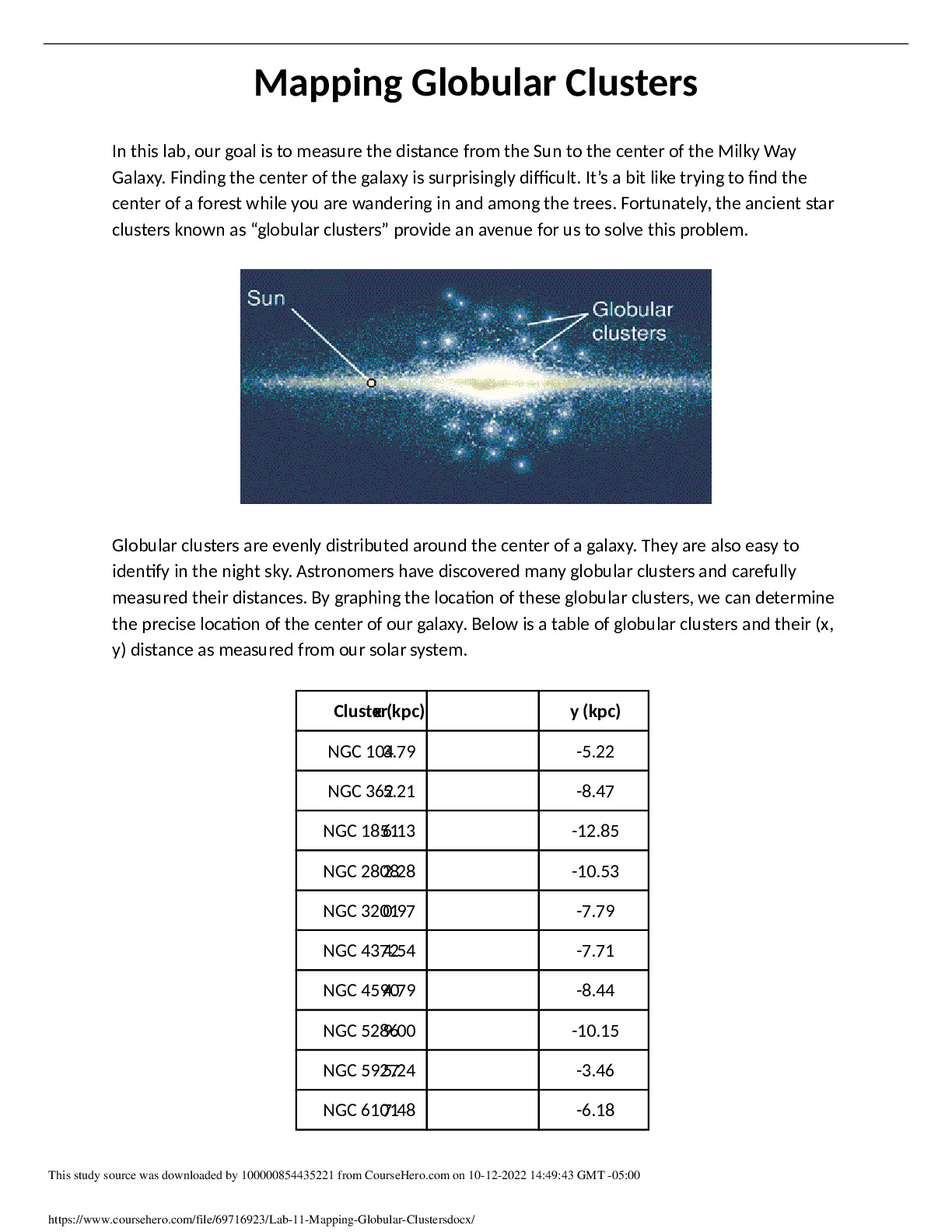 ASTR 1101.701 Lab 11 Mapping Globular Clusters. report