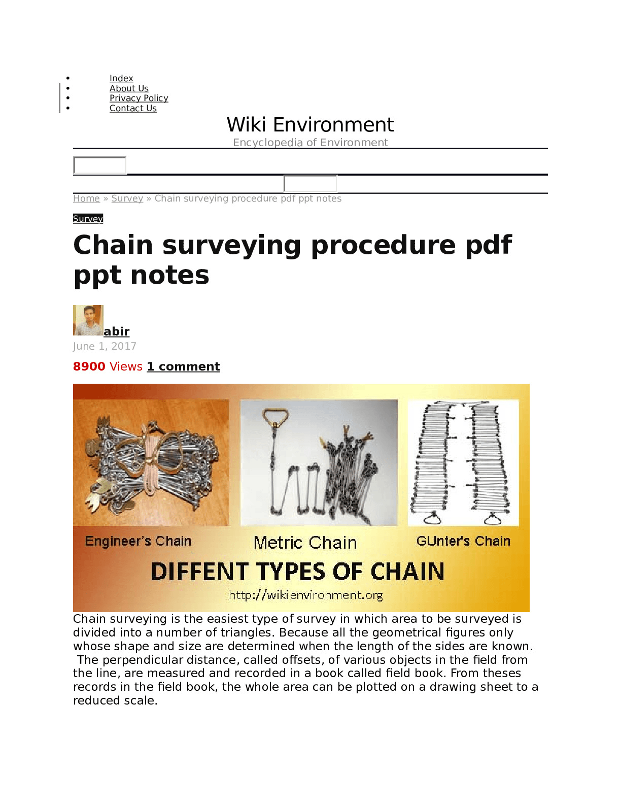 A EN MISC CHAIN SURVEY. Chain surveying procedure