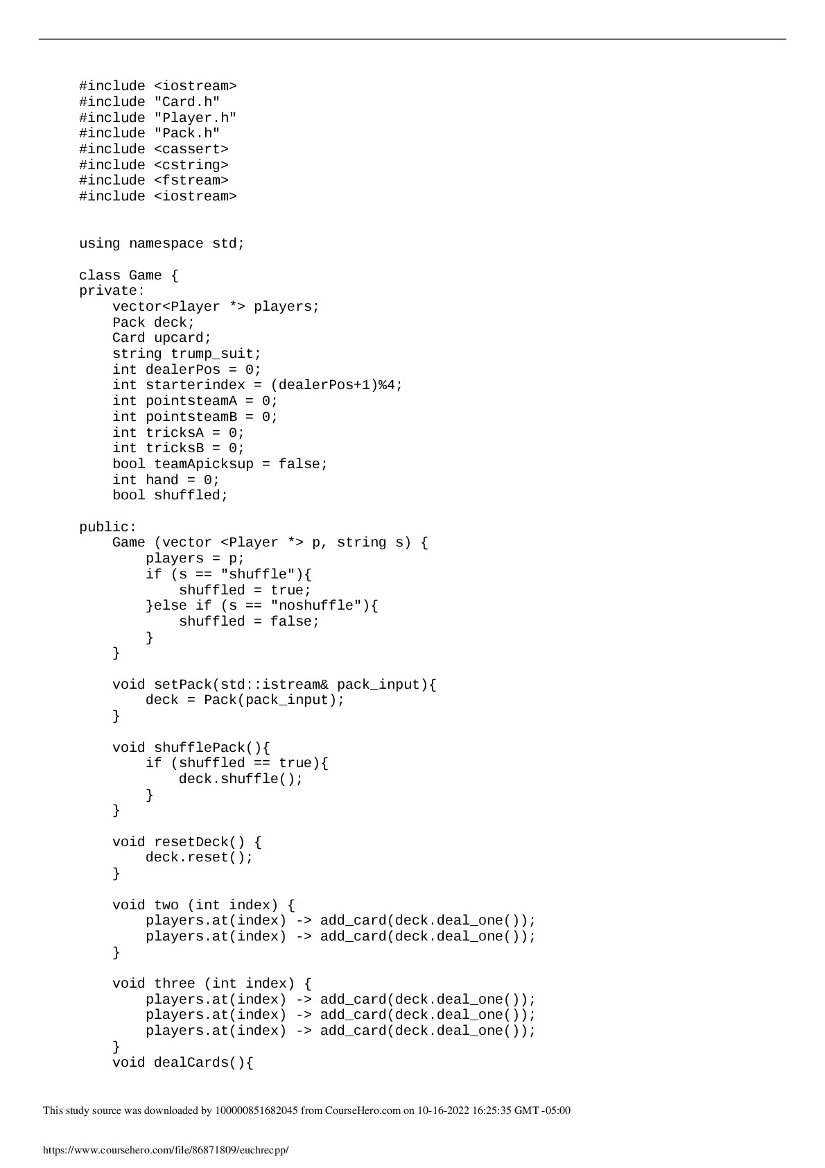 euchre. University of Michigan EECS 183