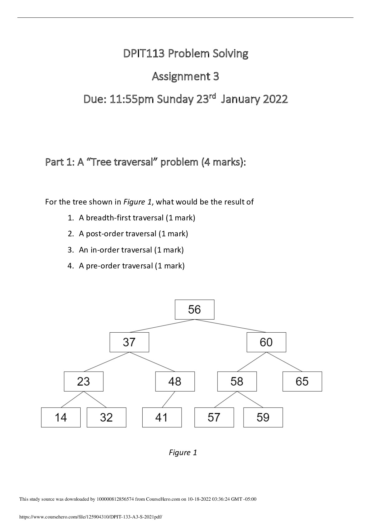 CSIT 113 DPIT113 Problem Solving Assignment 3