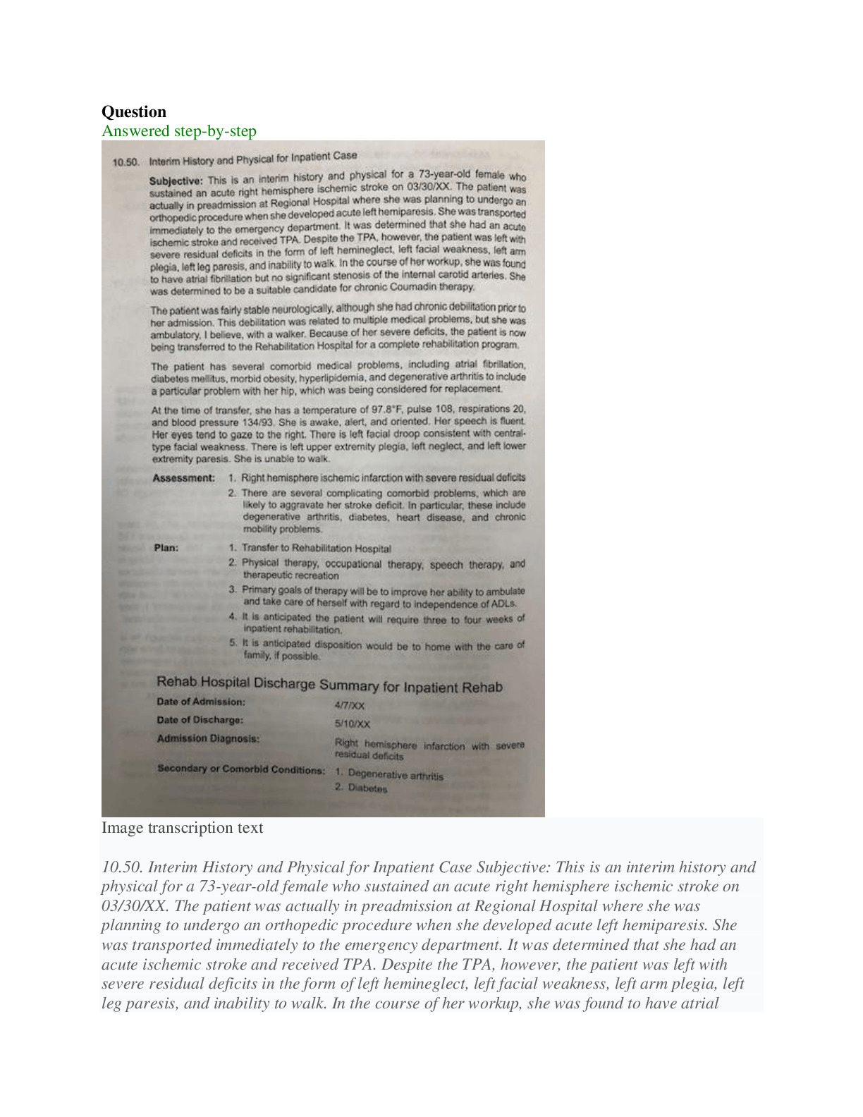 10.50. Interim History and Physical for Inpatient Case Subjective: This ...