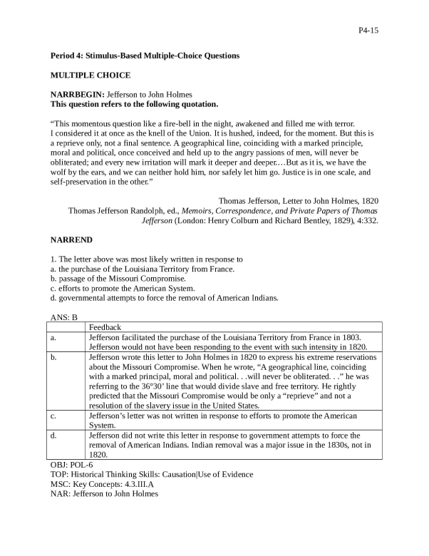 Period 4.2 Stimulus Based Multiple Choice Grandview High School ...