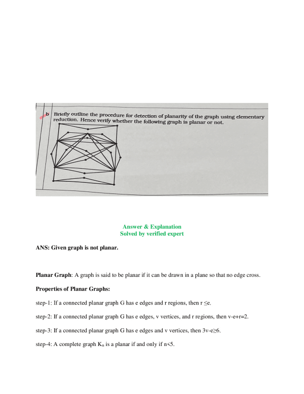 b Briefly outline the procedure for detection of planarity of the graph ...