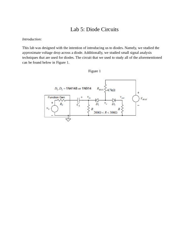 California State University, Sacramento EEE 108l Electronics I Laboratory Lab 5: Diode Circuits