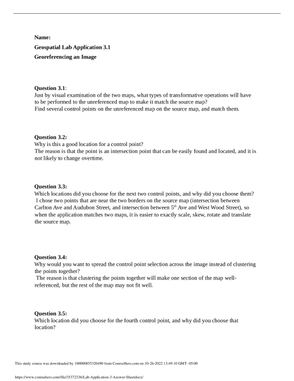 University Of Connecticut GEOG 2410 Geospatial Lab Application 3.1 ...