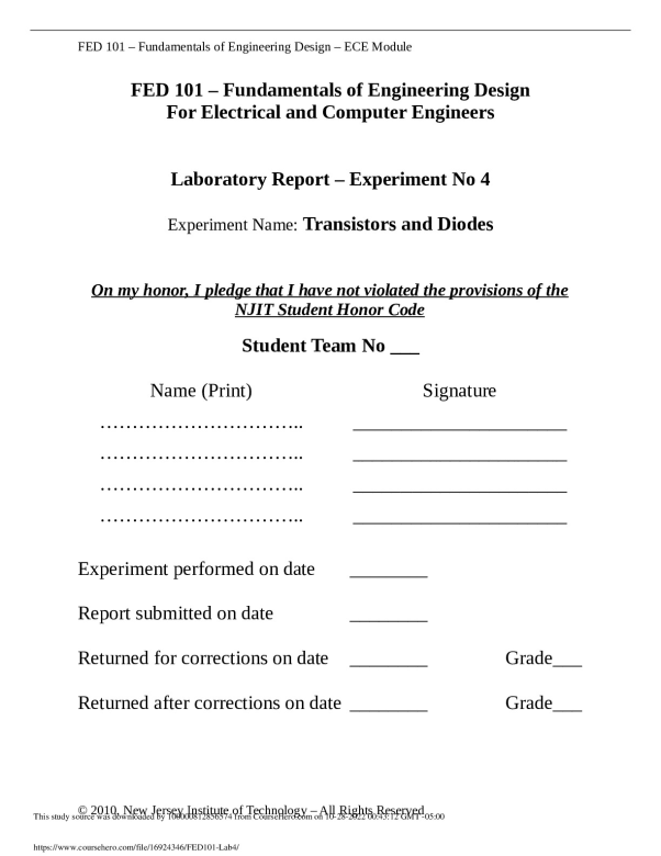FED 101 – Fundamentals of Engineering Design – ECE Module FED 101 – Fundamentals of Engineering ...