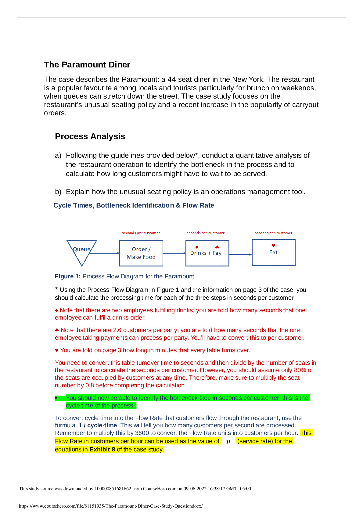The Paramount Diner Case Study Question. University of Ulster ...