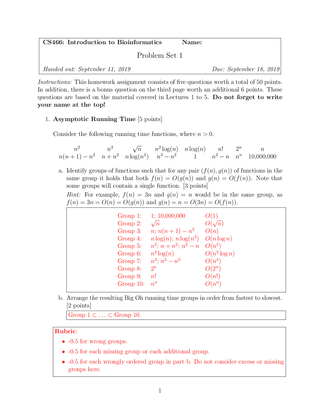 HW1_soln_rubric. University of Illinois, Urbana Champaign CS 466