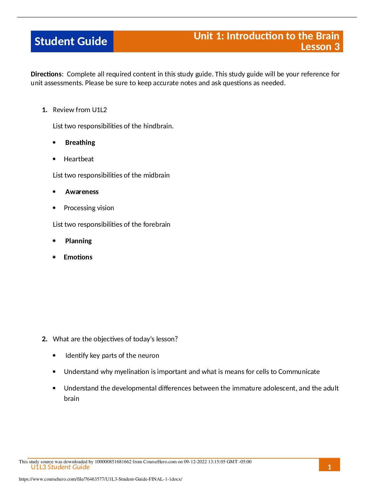 U1L3 Student Guide FINAL (1) (1). Wakefield High, Raleigh PSY MISC
