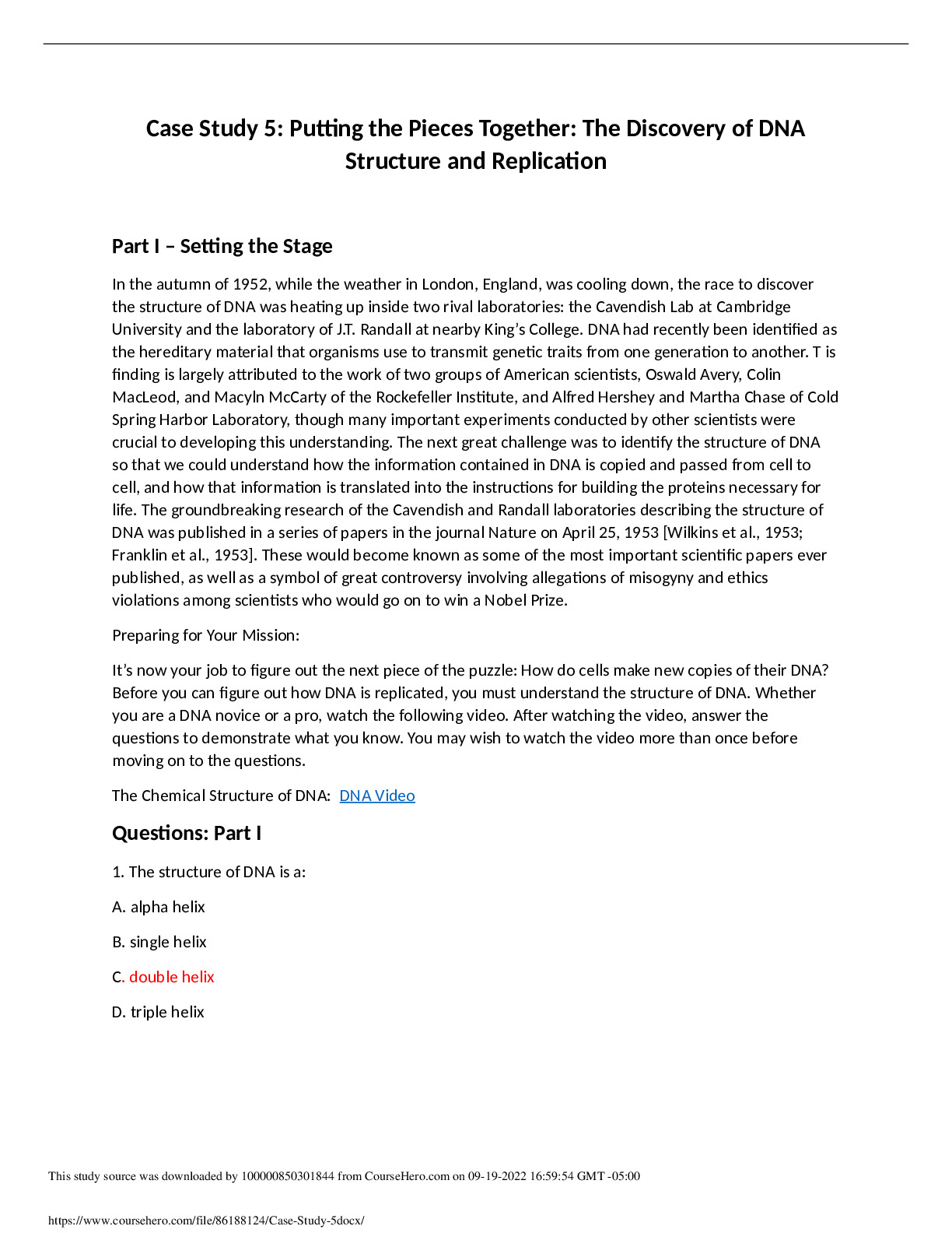 NURSING 806-177 Anatomy and Physiology Case Study 5: Putting the Pieces ...