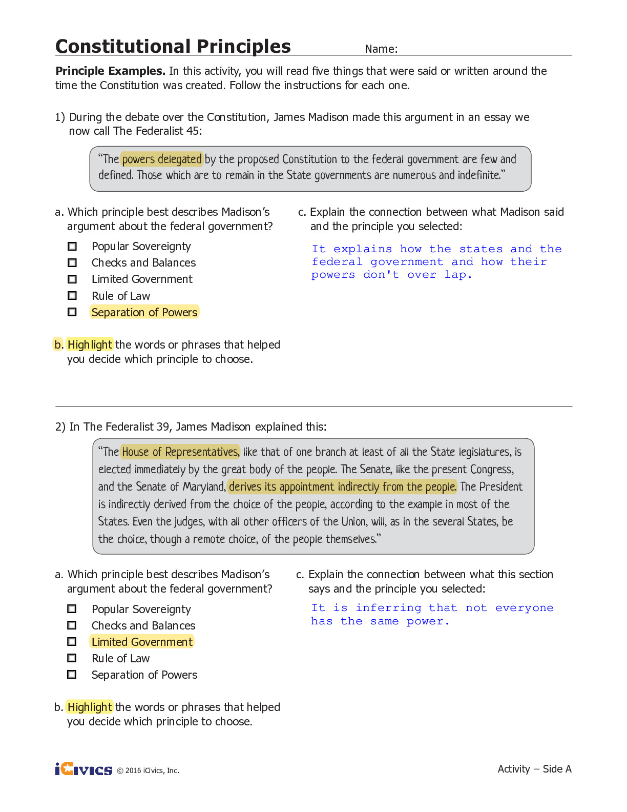 South Pointe High, Rock HillHISTORY 101Constitutional Principles ...