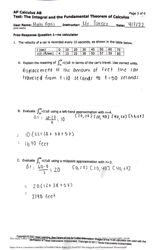 Mahi Patil - 1.5.3 Test(TST) The Integral and Fundamental Theorem San ...