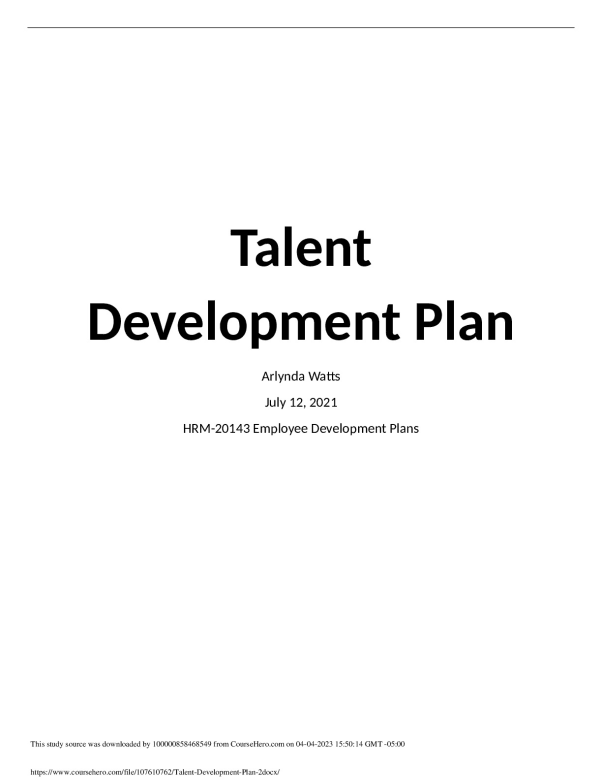 HRM-20143 Employee Development Plans