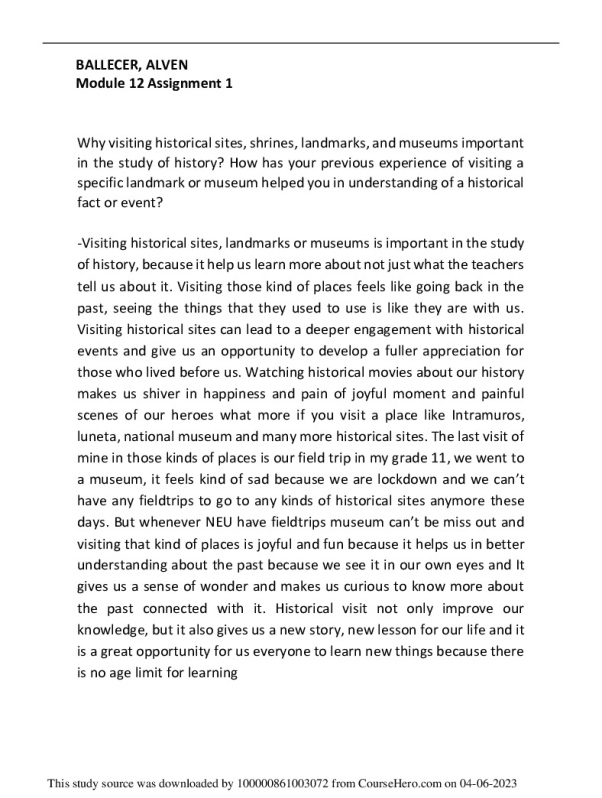 Module 12 Assignment 1. St. Augustine's University